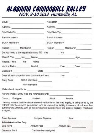 Forums / Road Rally / Alabama Cannonball Rally forms and supps - TAC ...